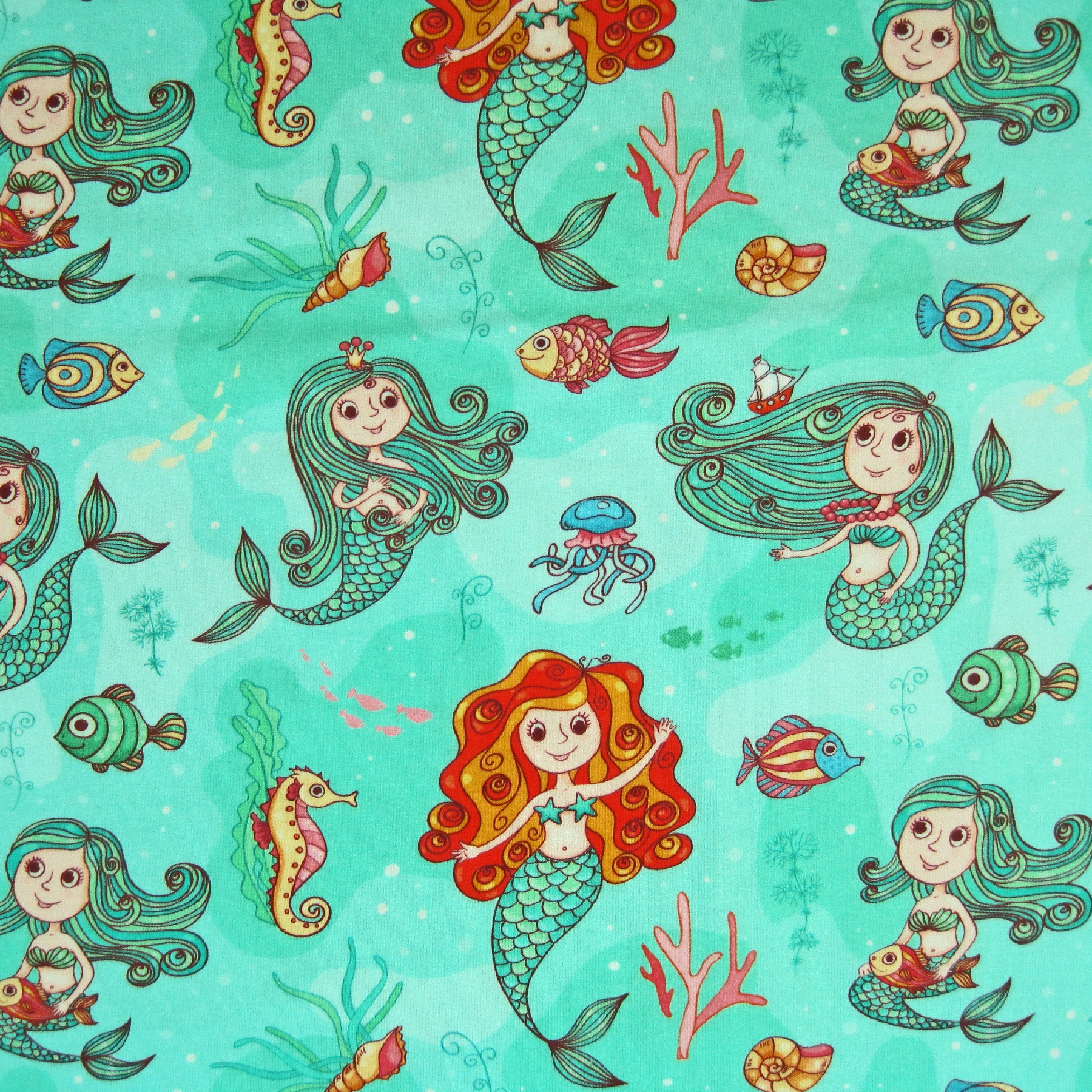 Jerseystoff Meer | Nixe | Fische | türkis-multicolor | Fräulein von ...